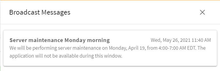 Broadcast Messages – Momentus Support Center